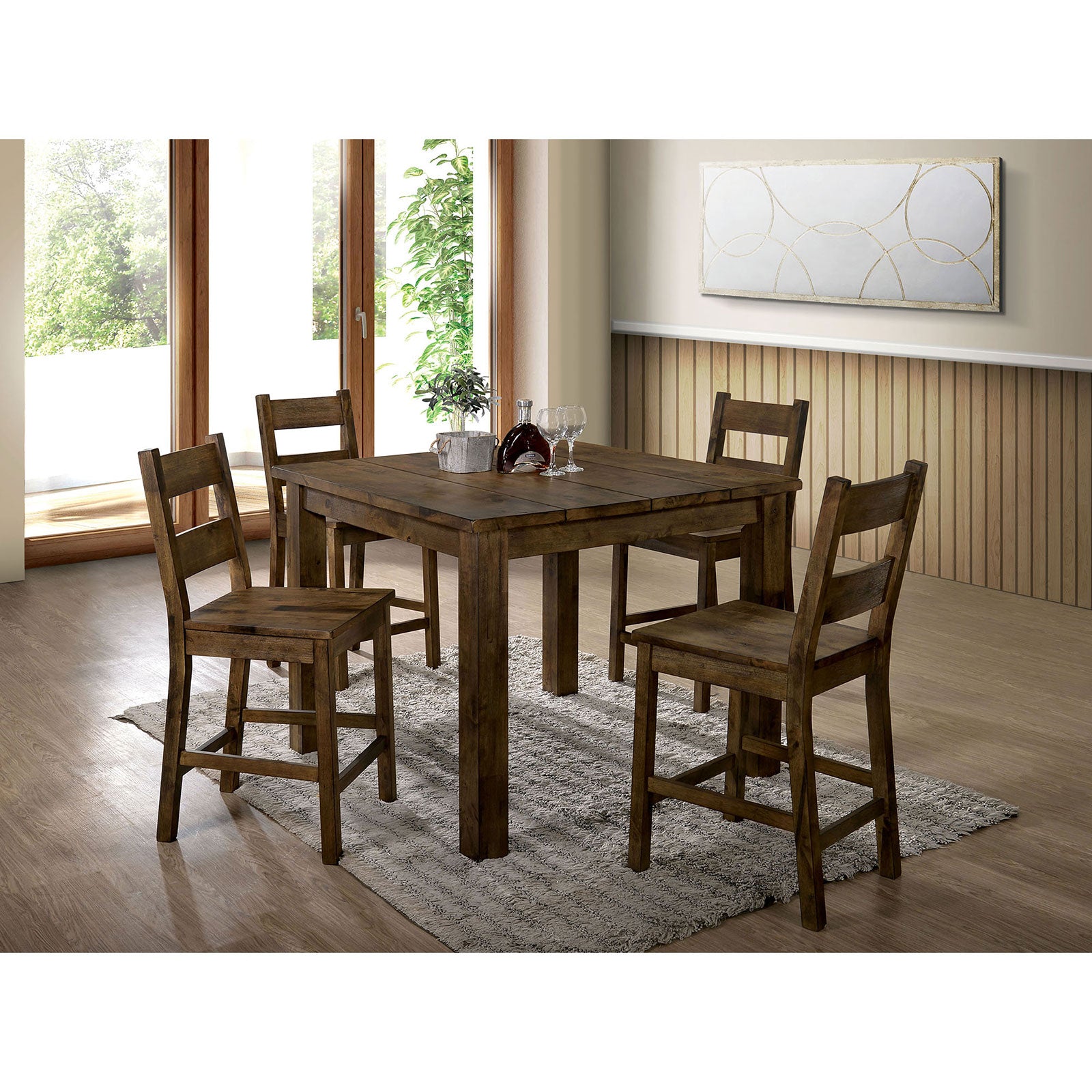 Kristen Rustic Oak 5 Pc. Dining Table Set